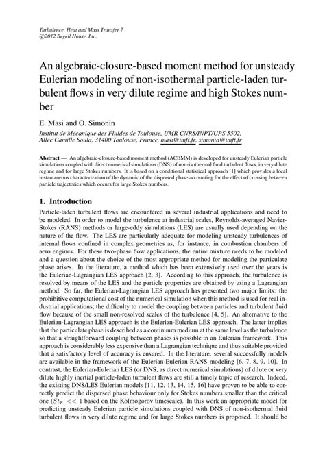 pdf an algebraic closure based momentmethod for unsteady eulerian