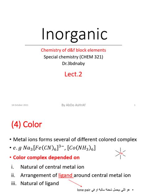 Chemistry Of Dandf Block Elements Lec2 Pdf Coordination Complex Magnetism