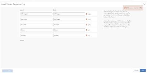 Solved Unable To Save Coded Value Domain Or List Of Value Esri