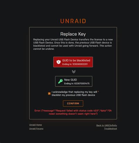 Usb Replacement Error General Support Unraid