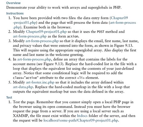 Solved Overview Demonstrate Your Ability To Work With Arrays Chegg