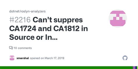 Cant Suppres Ca1724 And Ca1812 In Source Or In Suppression File From Ui · Issue 2216 · Dotnet