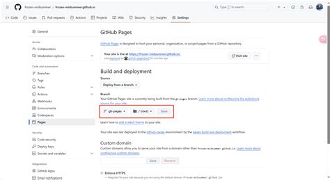 Github Pages 部署 Frozen Midsummer