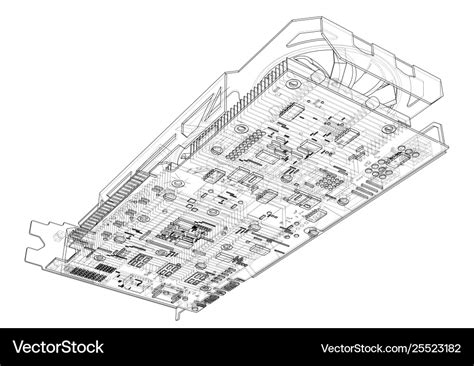 Gpu Card Outline Royalty Free Vector Image VectorStock
