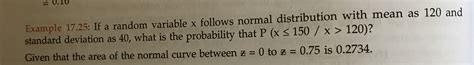 solved example 17 25 if a random variable x ﻿follows normal