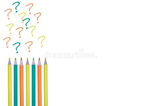 Coloured Pencils And Question Marks On White Background Stock Illustration Illustration Of