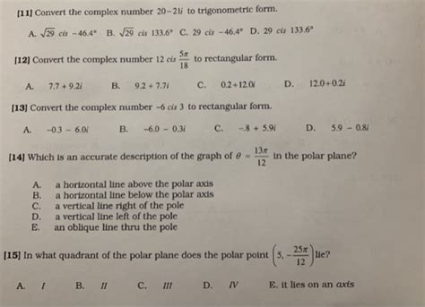 trigonometric form to cartesian form