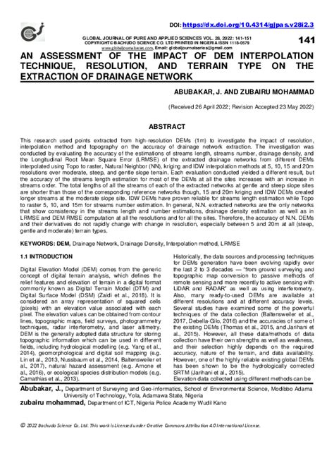 Pdf An Assessment Of The Impact Of Dem Interpolation Technique
