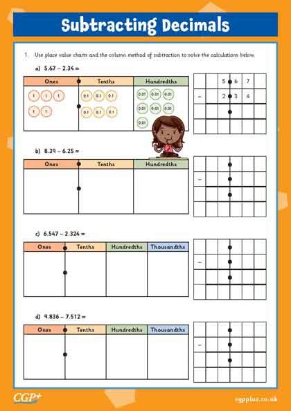 Subtracting Decimals — Same Number Of Decimal Places Year 5 Cgp Plus