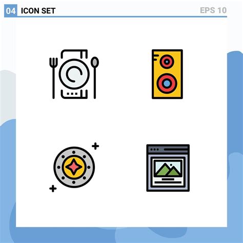 Filledline Flat Color Pack Of 4 Universal Symbols Of Cafe Shine Restaurant School Star Editable