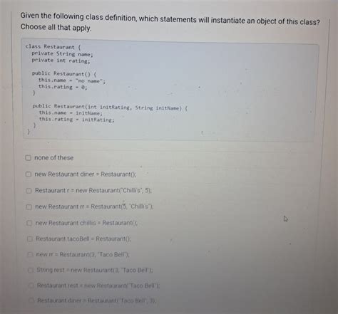 Solved Given the following class definition, which | Chegg.com