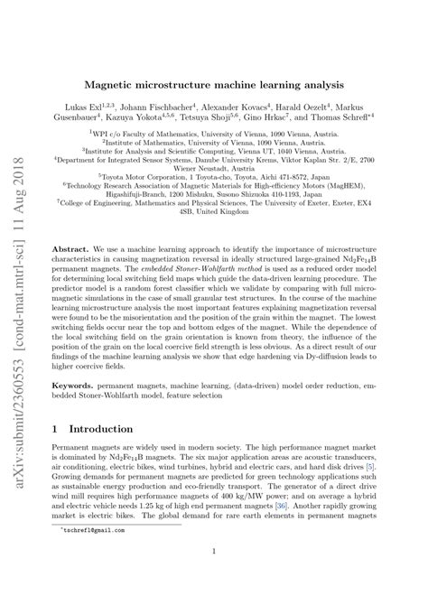 Pdf Magnetic Microstructure Machine Learning Analysis
