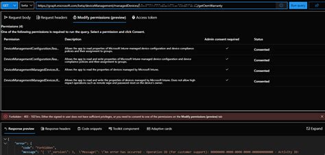 msgraph intune api devicemanagement manageddevices getoemwarranty