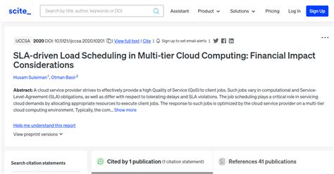 sla driven load scheduling in multi tier cloud computing financial