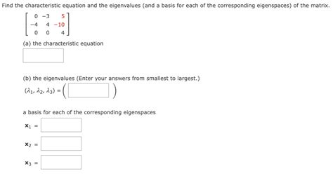 Solved Find The Characteristic Equation And The Eigenvalues