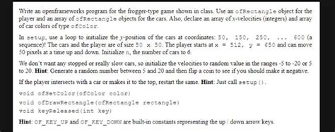 Write An Openframeworks Program For The Frogger Type