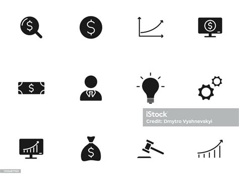 흰색으로 격리된 비즈니스 글리프 벡터 아이콘입니다 웹 디자인 모바일 앱 사용자 인터페이스 및 인쇄를 위한 비즈니스 아이콘 설정 0명에 대한 스톡 벡터 아트 및 기타 이미지