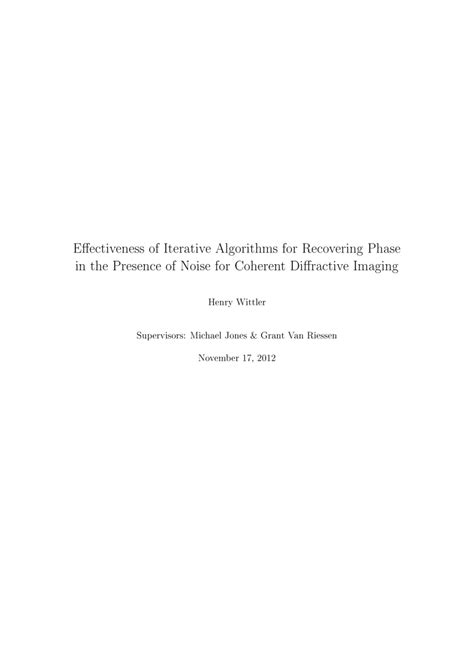 Pdf Effectiveness Of Iterative Algorithms For Recovering Phase In The Presence Of Noise For