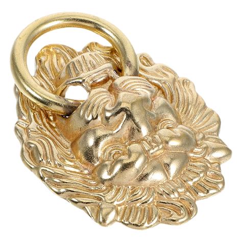 Weuveb Front Door Knob Lion Head Door Knocker Golden Brass 1set
