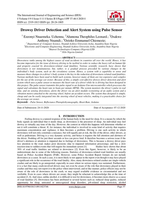 Pdf Drowsy Driver Detection And Alert System Using Pulse Sensor