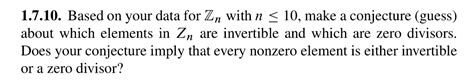 solved 1 7 10 based on your data for zn with n