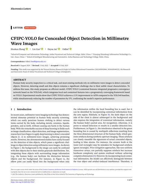 Pdf Cfipc‐yolo For Concealed Object Detection In Millimetre Wave Images