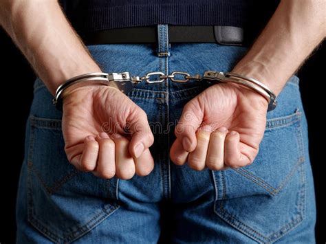 Arrested Man With Handcuffs Behind Back Stock Illustration
