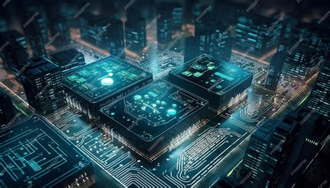 Ai가 생성한 미래 기술의 빛나는 회로 기판 Ai 생성 이미지