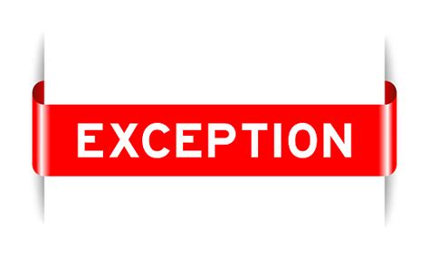 Red Color Inserted Label Banner With Word Exception On White Background