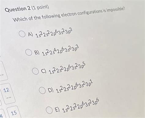 Solved Question 2 1 Point Which Of The Following Electron