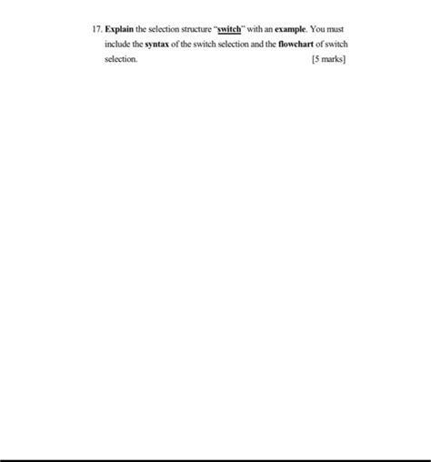 Solved 17 Explain The Selection Structure “switch With An