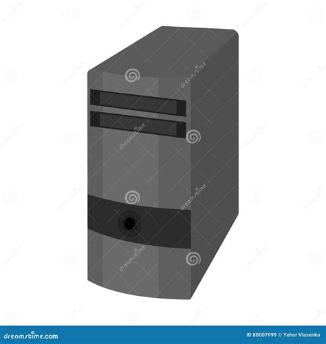 Computer Case Icon In Monochrome Style Isolated On White Background