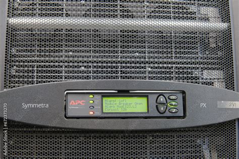 Control Panel Apc With Alarm Module Of Uninterruptible Power Supply System Ups In Server Room