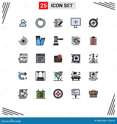 Universal Icon Symbols Group Of 25 Modern Filled Line Flat Colors Of Count Down New Paper Add