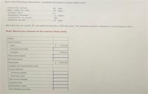 Solved Given the following information, complete the balance | Chegg.com
