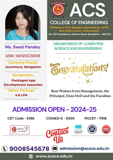 Acs College Of Engineering On Linkedin Acsce Cse Placement Cell Computer Science