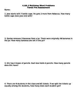 OA Multistep Word Problems By Natalie Bergquist TPT