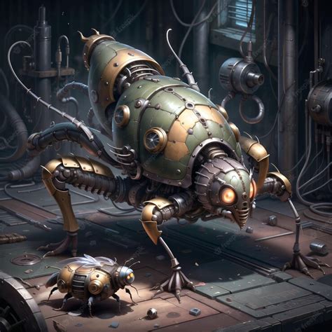 Premium Photo A Drawing Of A Robot With A Bug On It