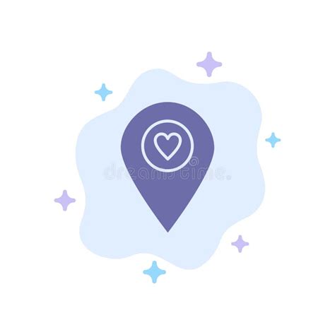 Heart Location Map Pointer Blue Icon On Abstract Cloud Background