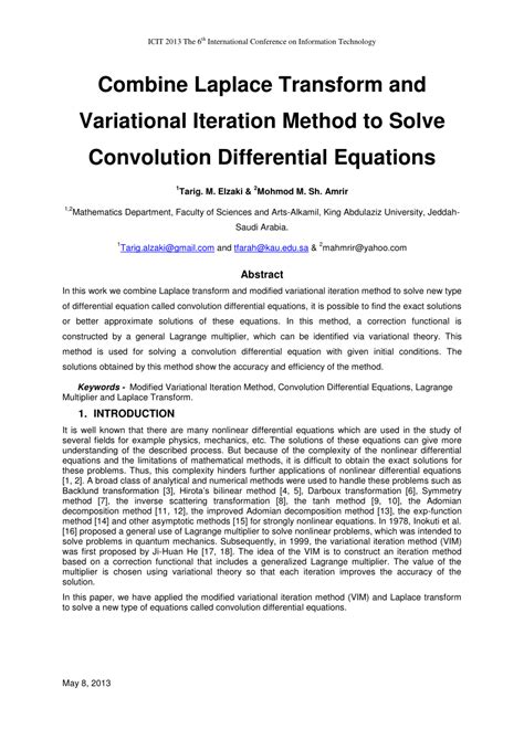 Pdf Combine Laplace Transform And Variational Iteration Method To