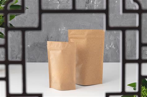 회색 배경에 차를 위한 갈색 판지 포장 차 브랜딩 및 포장 모형 가방에 대한 스톡 사진 및 기타 이미지 가방 갈색 개체