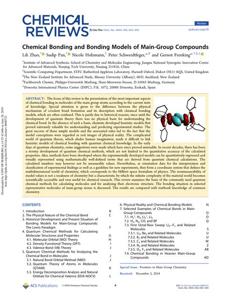 Pdf Chemical Bonding And Bonding Models Of Main Group Compounds