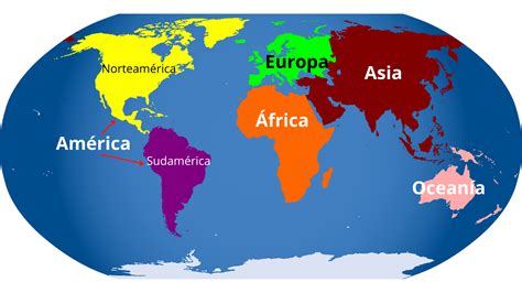 Mapamundi Con Nombres De Los Continentes
