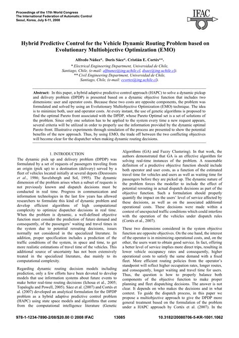 Pdf Hybrid Predictive Control For The Vehicle Dynamic Routing Problem