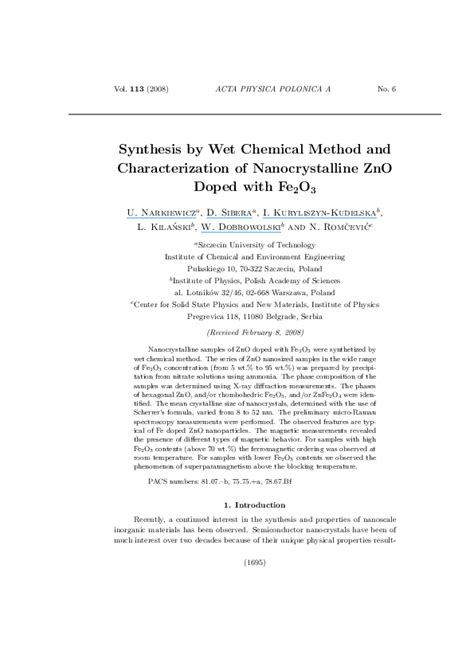 Pdf Synthesis And Characterization Of F Doped Zno Nanopowders By Chemical Routes Of Co