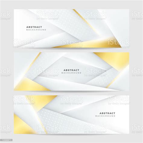 추상 기하학적 모양의 화이트 골드 배너 배경과 빛과 그림자 3d 레이어 검은색에 대한 스톡 벡터 아트 및 기타 이미지 검은색 금색 배경 주제 Istock