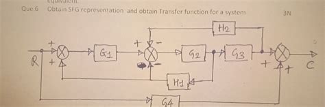 Solved Que 6 ﻿obtain Sfg Representation And Obtain Transfer
