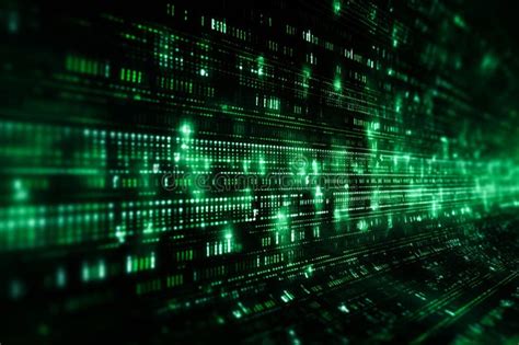 dynamic digital data stream abstract green computer background stock