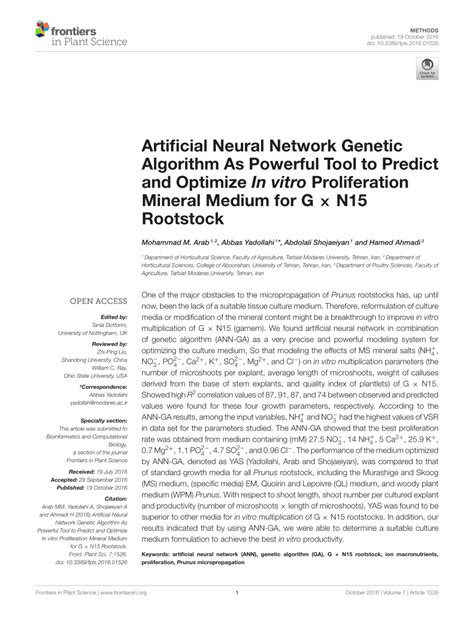 Pdf Artificial Neural Network Genetic Algorithm As Powerful Tool To