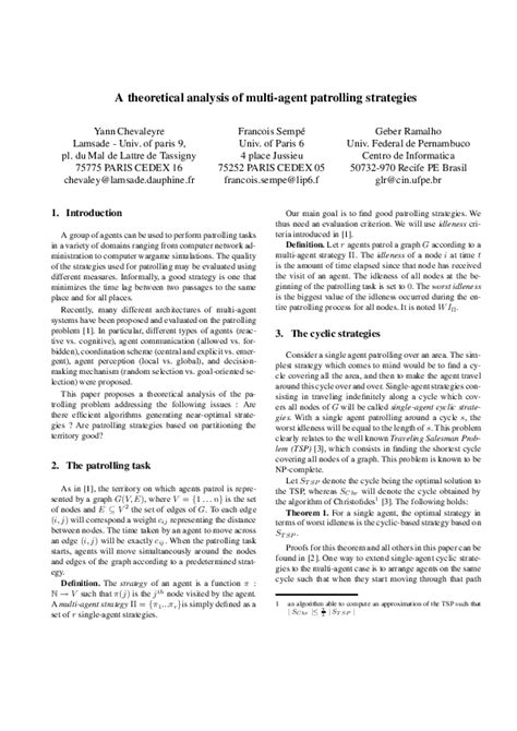 Pdf A Theoretical Analysis Of Multi Agent Patrolling Strategies